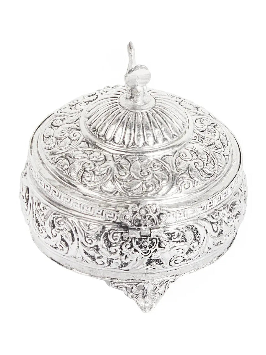 White Metal With Silver Polish Multi Utility Box – dastakaaristore